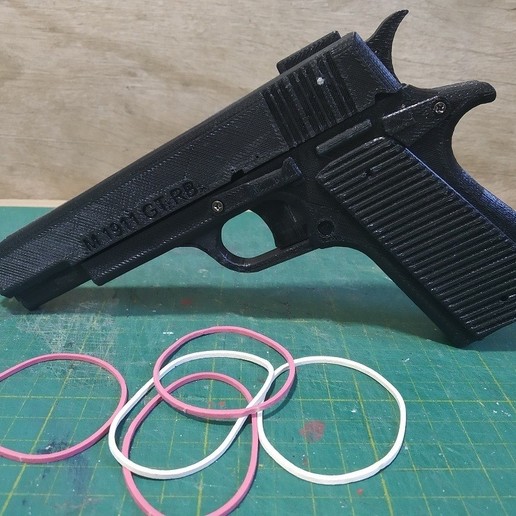 Download 3D printing designs M1911 em Impressão 3D dispara elasticos Rubber Band Gun 3D ・ Cults