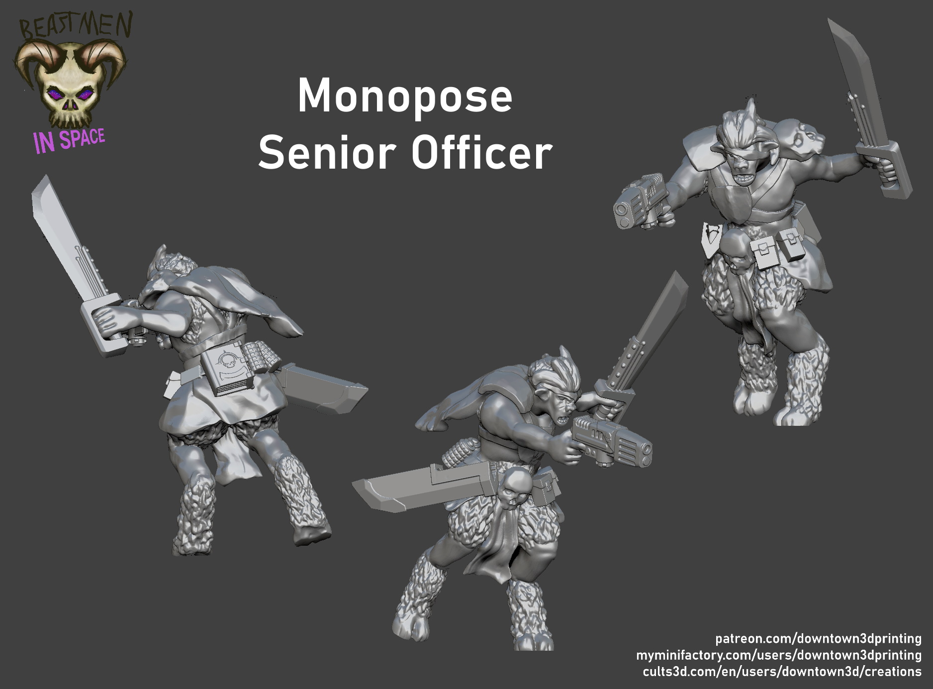STL file Beastmen in Space! Monopose Senior Officer and Sergeant・3D ...