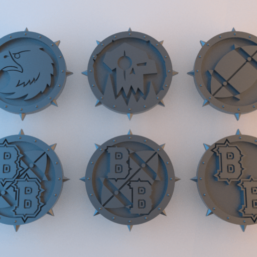 Download free 3D printing designs BB Tokens - 40mm x 4mm (plus spikes ...