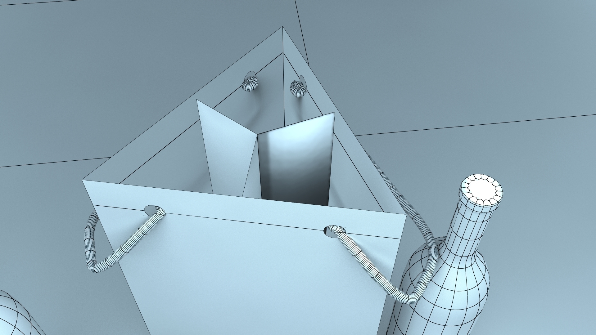 Файл OBJ Triangle paper bag for three wine bottles 3D model 3D model ...