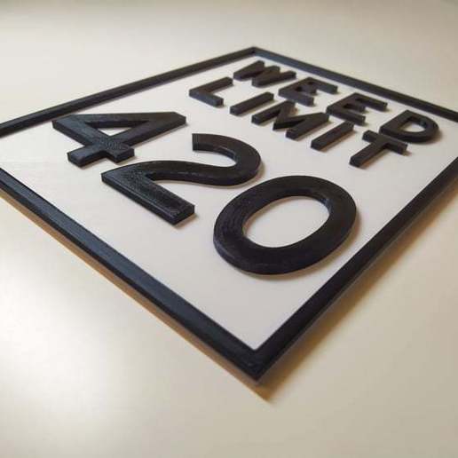 Download STL file Weed Limit 420 Road Sign • Design to 3D print ・ Cults