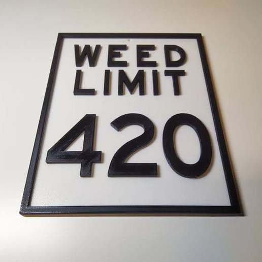 Download STL file Weed Limit 420 Road Sign • Design to 3D print ・ Cults