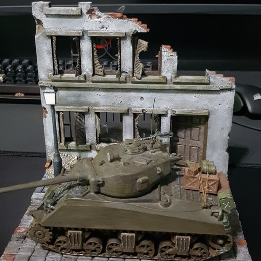 Download STL file Street and ruined house ww2 • Design to 3D print ・ Cults