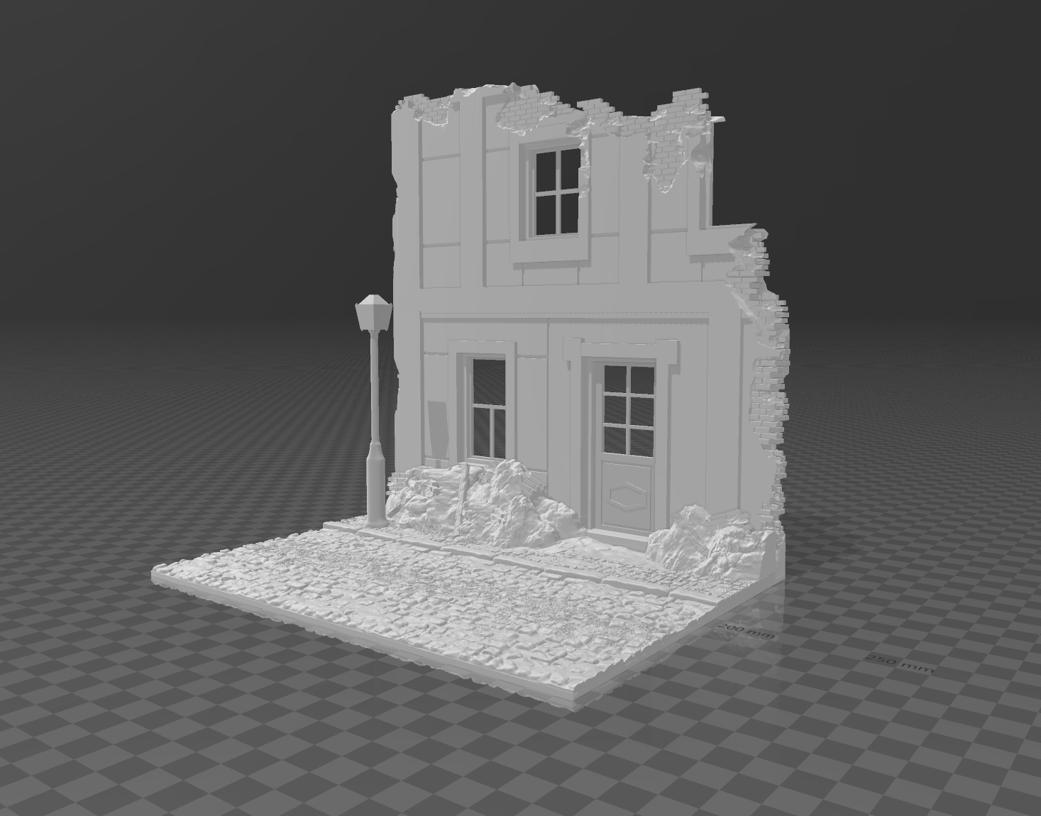 STL file Street and ruined house 6 WW2 1/35・3D printer model to ...