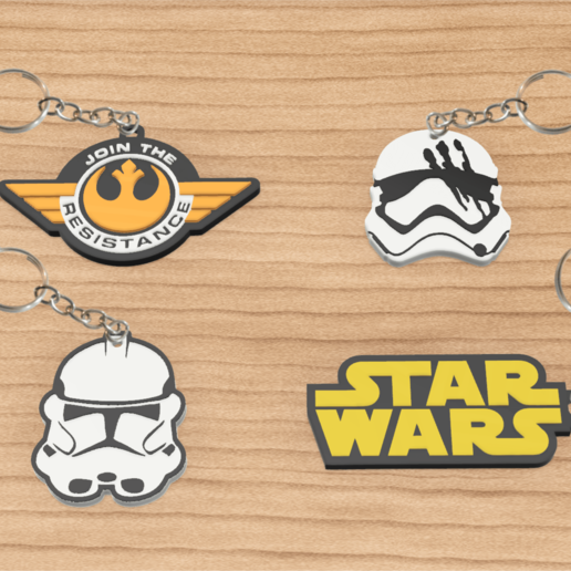 Download 3D printing templates PACK X4 KEYCHAIN STAR WARS ・ Cults