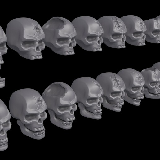 Download STL file Warhammer 40K - Human Skulls Set. • 3D printer model ...