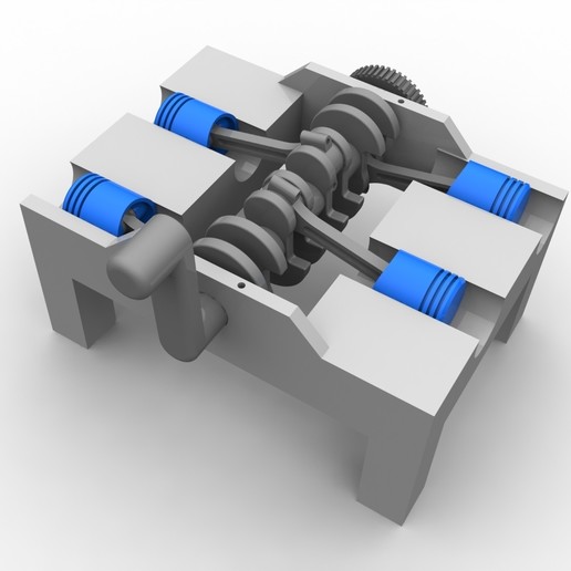 Download STL file 4 cylinder Boxer engine model • Design to 3D print ...