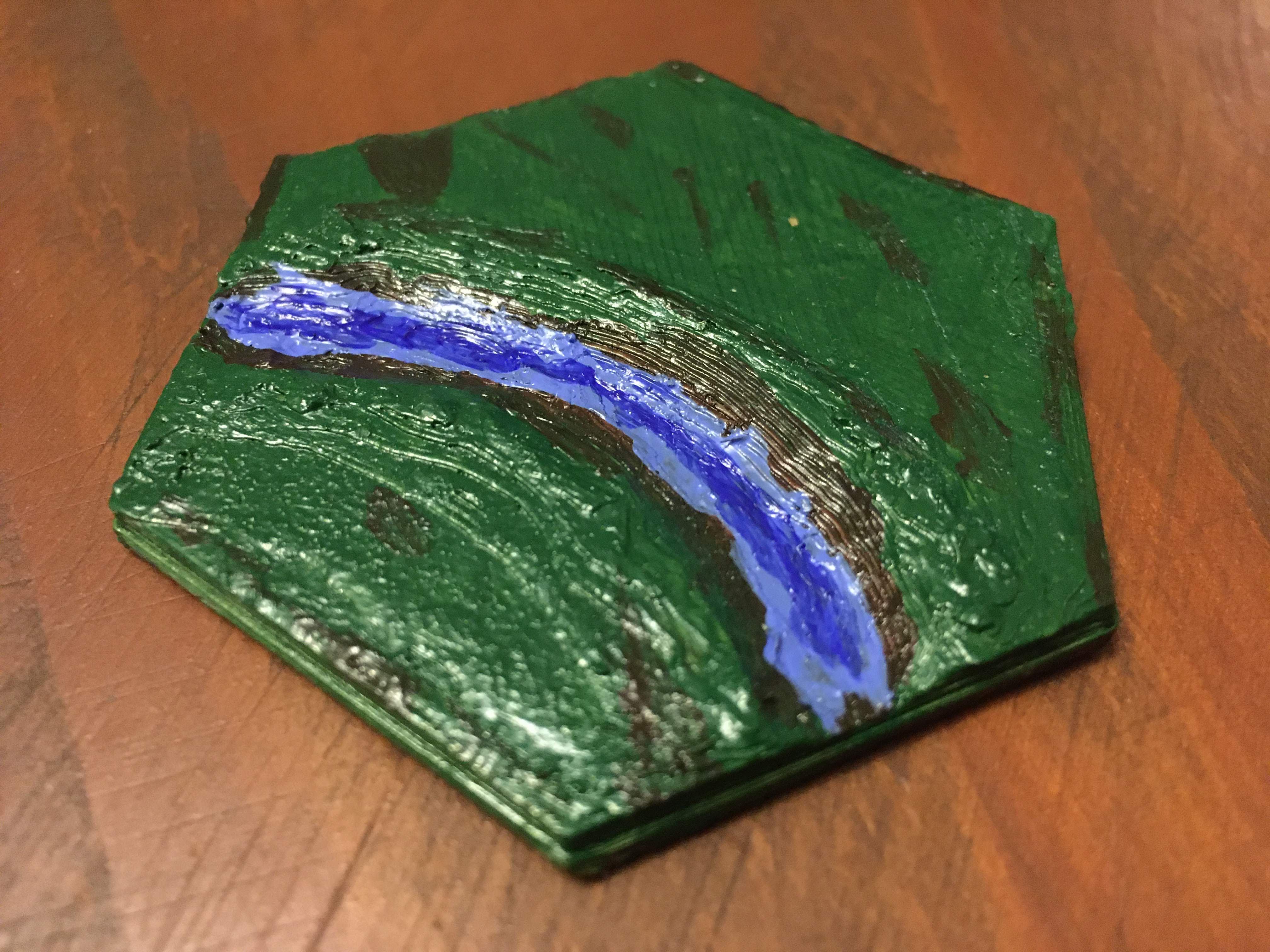 Download free STL file River tile for board games • 3D print template ...