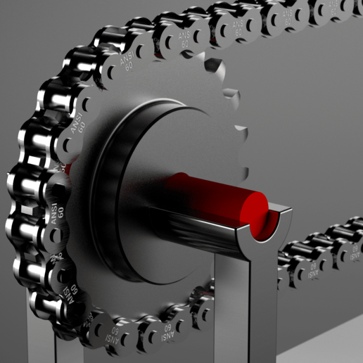 Download STL file Transmission Chain and Gear Assembly - ANSI 60 • 3D ...