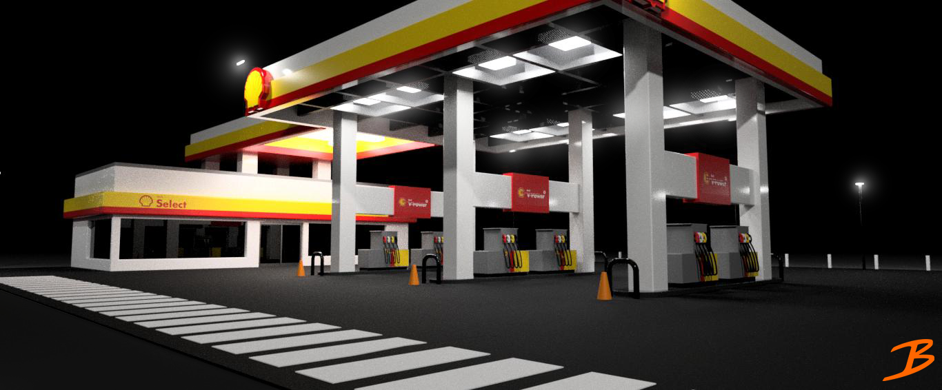 Archivo OBJ Estación de servicio Shell 🐚・Modelo para descargar y ...