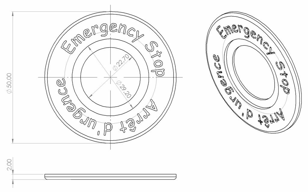 Free STL file Two-color "emergency stop" sign - Two-color "emergency ...