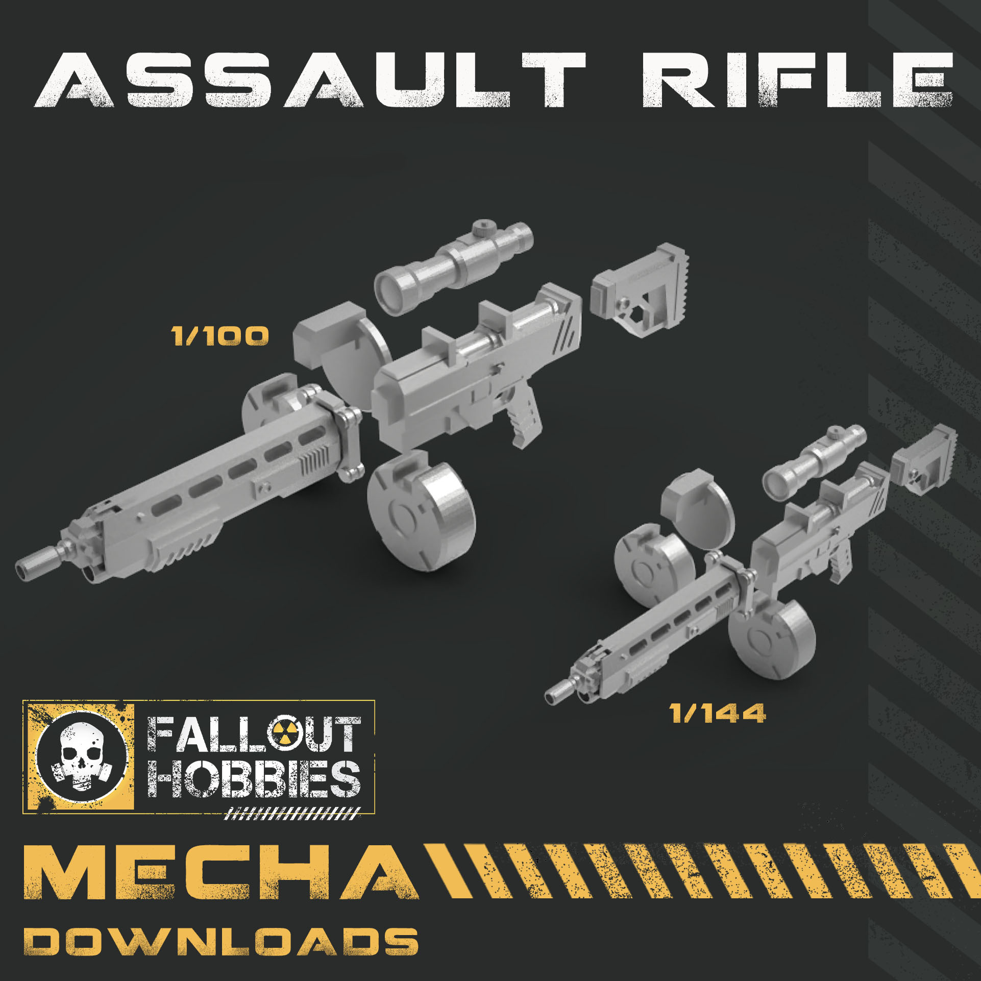 3D file 1/100 1/144 Mecha Assault Rifle・3D print object to download・Cults