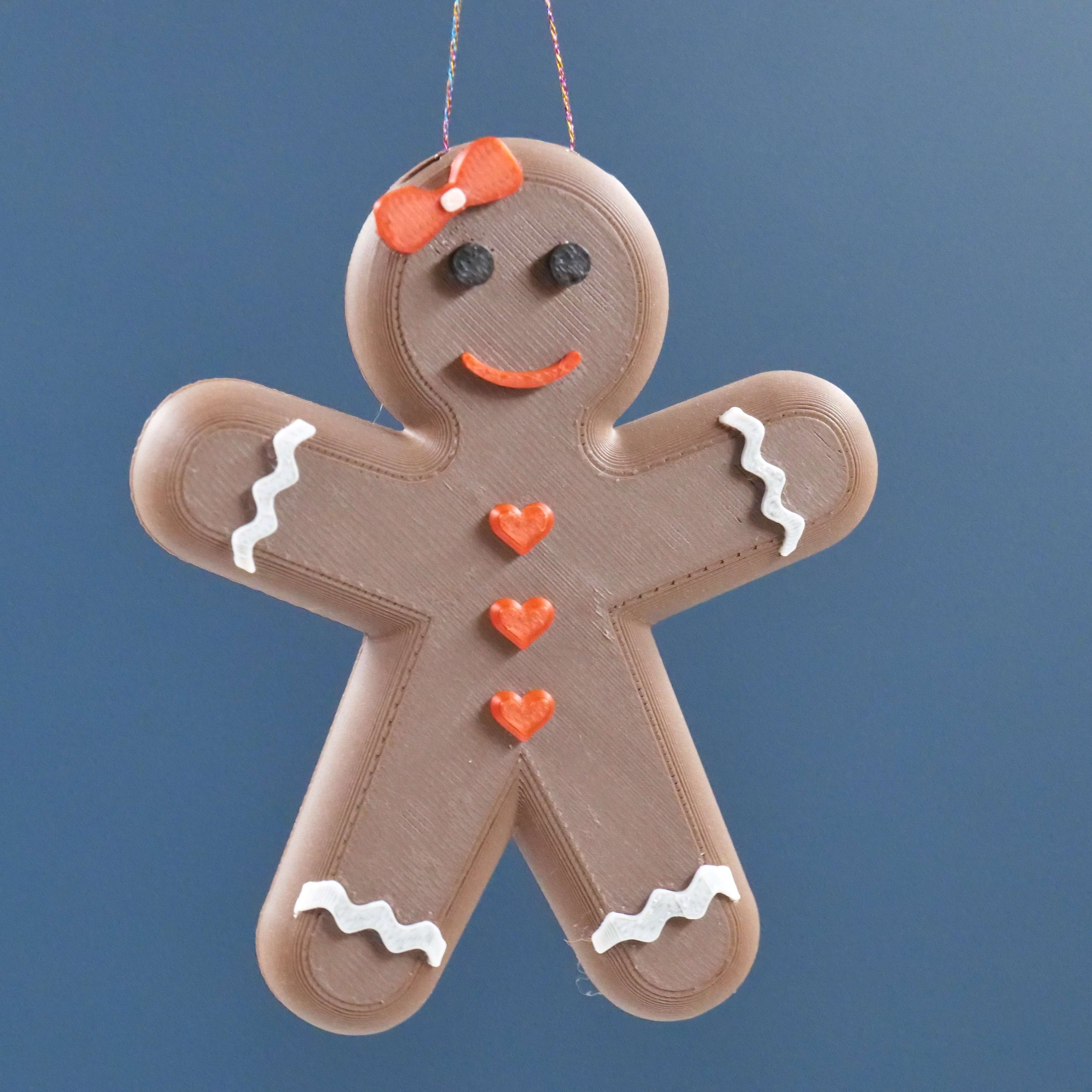 Free STL file Gingerbread Girl / Woman Ornament with Bow・Design to ...