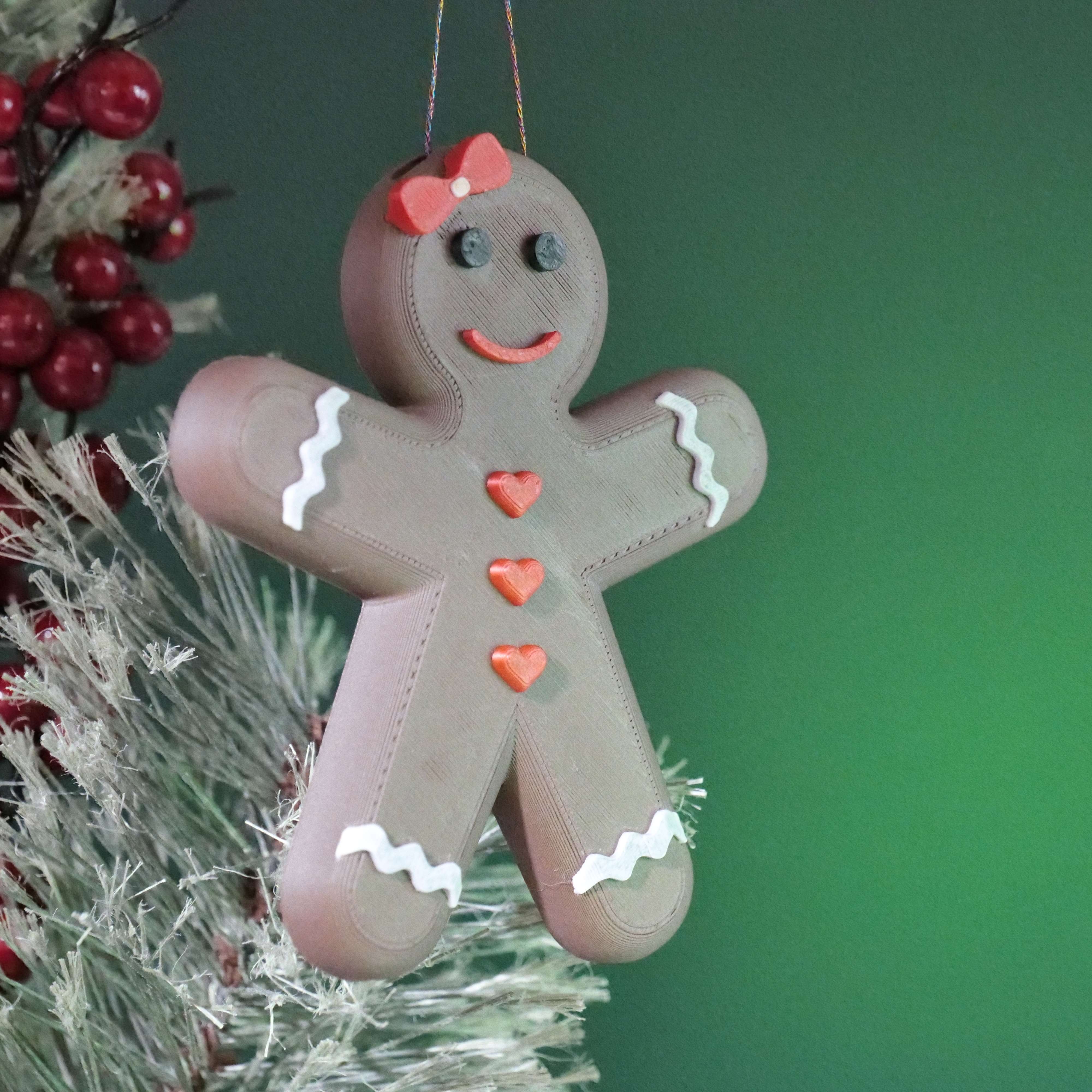 Free STL file Gingerbread Girl / Woman Ornament with Bow・Design to ...