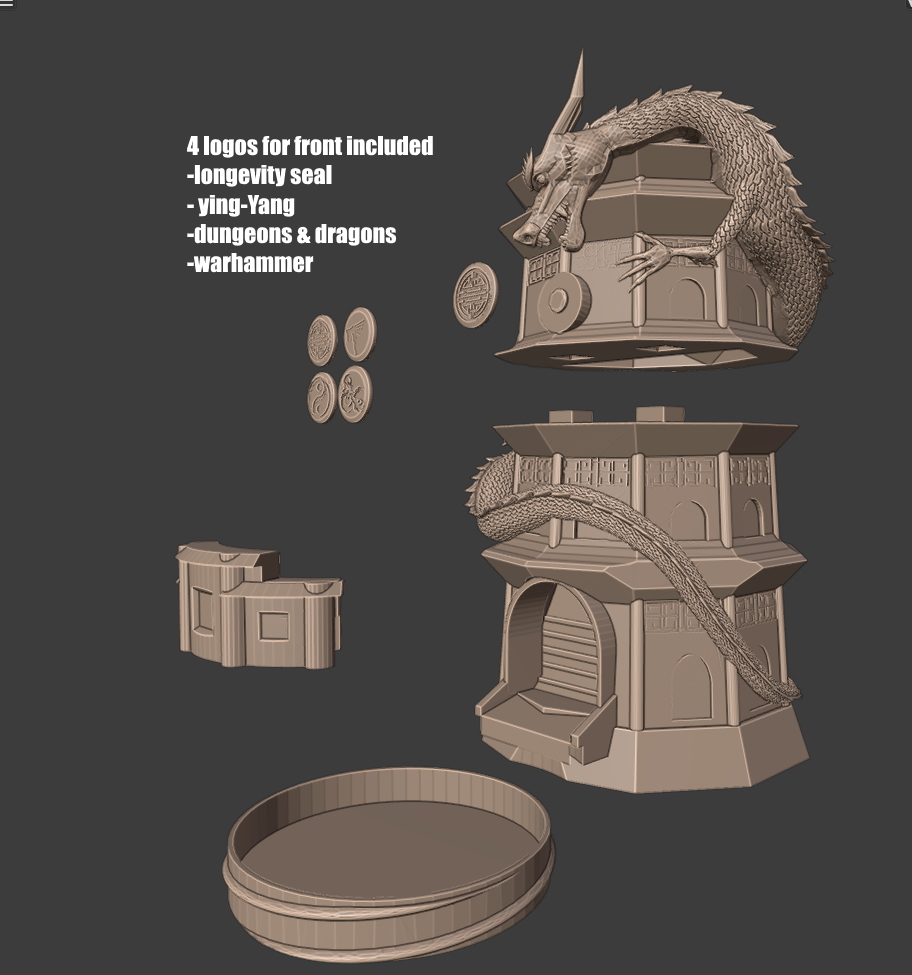 STL file DRAGON DICE TOWER EASTERN WITH STORAGE COMPARTMENT 🐉・3D ...