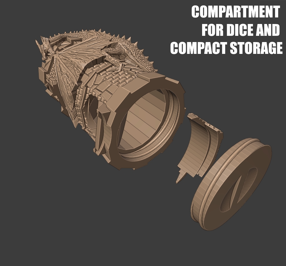 STL file Dice tower dragon with storage compartment 🎲・3D printing ...