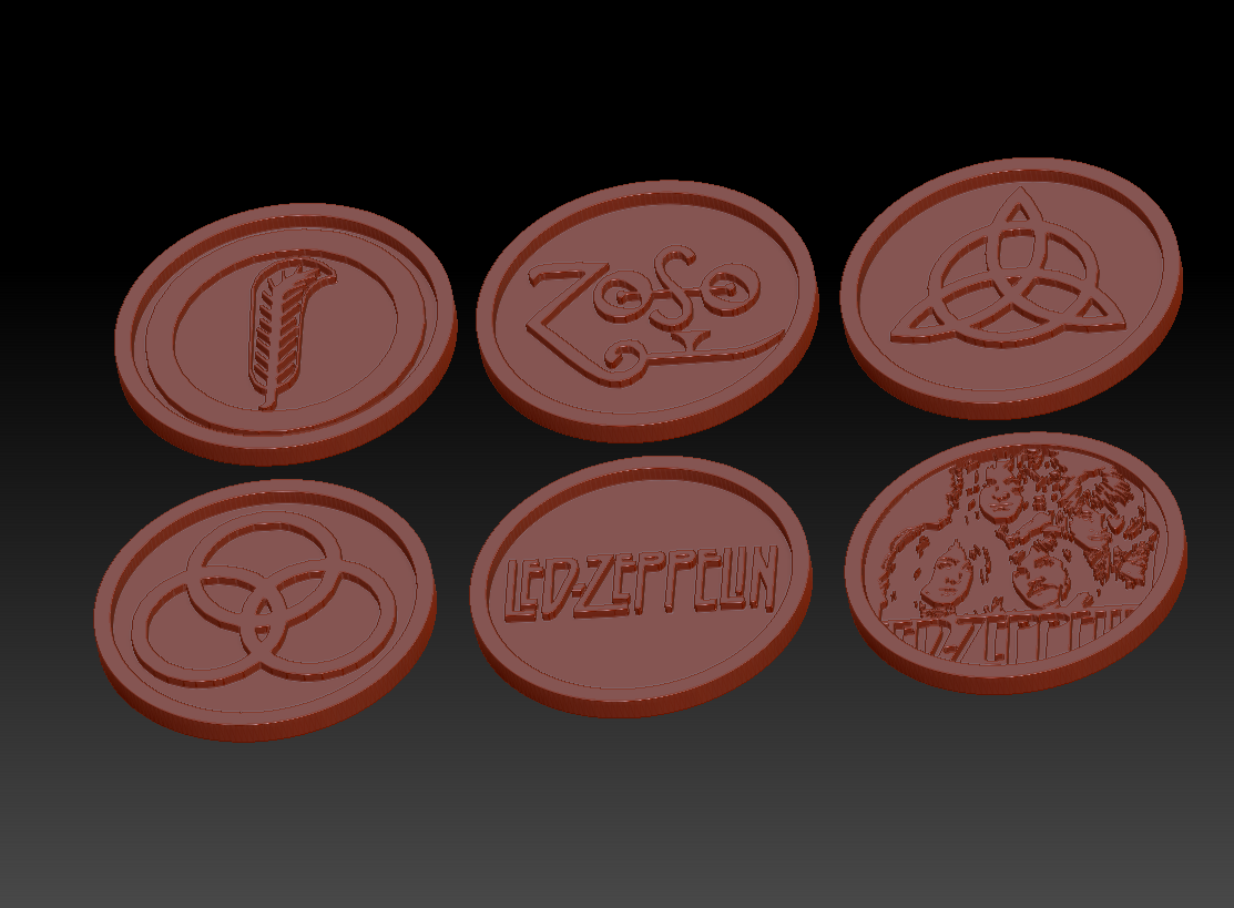 STL file 6 Led Zeppelin Medallions・3D printing design to download・Cults