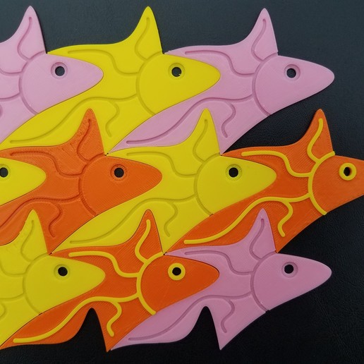 Download STL file Fish Tessellation with Box • 3D printing model ・ Cults