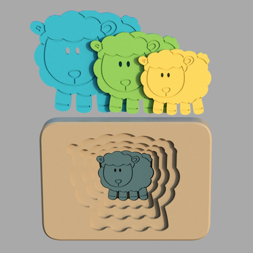 Free STL file Sheep - animal multilayer puzzle for toddlers・3D ...