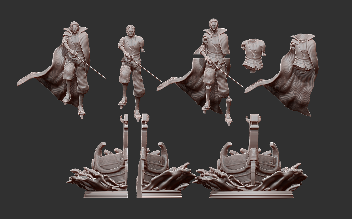 3D file red hair shanks 3d print statue - one piece figurine・3D printer ...