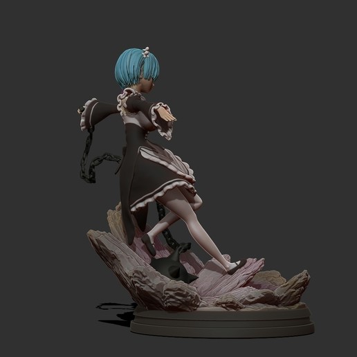 Download STL file Rem 3d print statue diorama - Re Zero Figurine • 3D ...