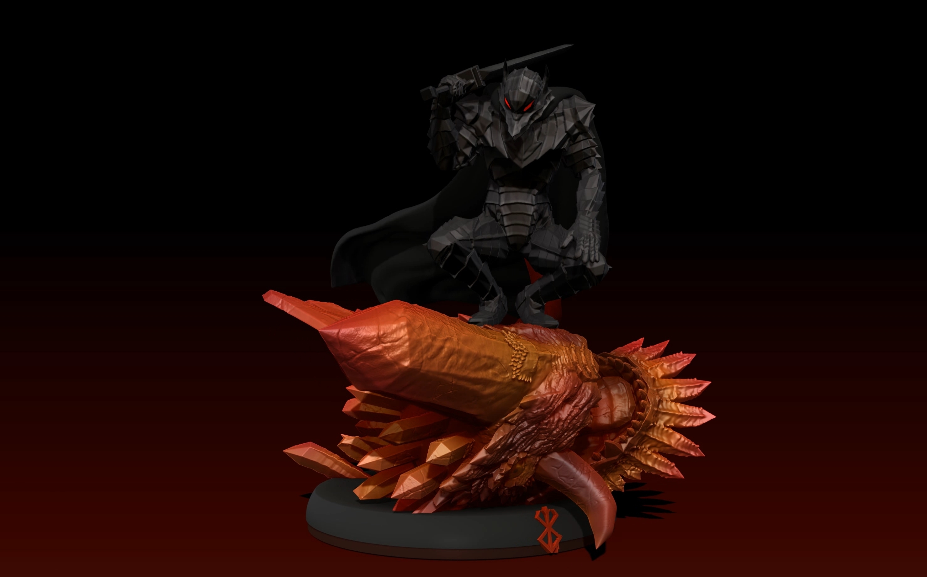 Descargar archivo STL Berserk Guts vs Grunbeld 3d print statue • Diseño ...