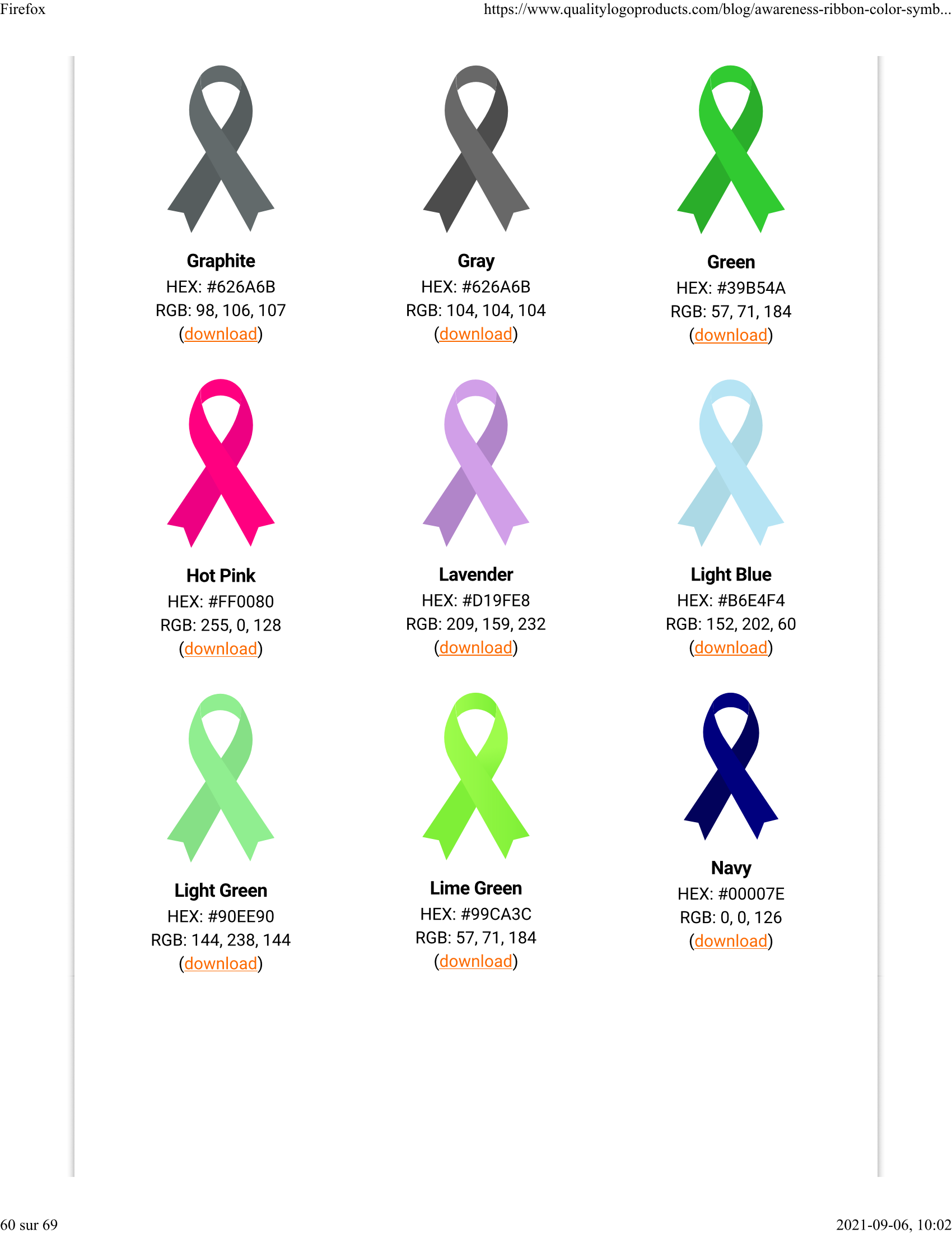 Depression Ribbon Color