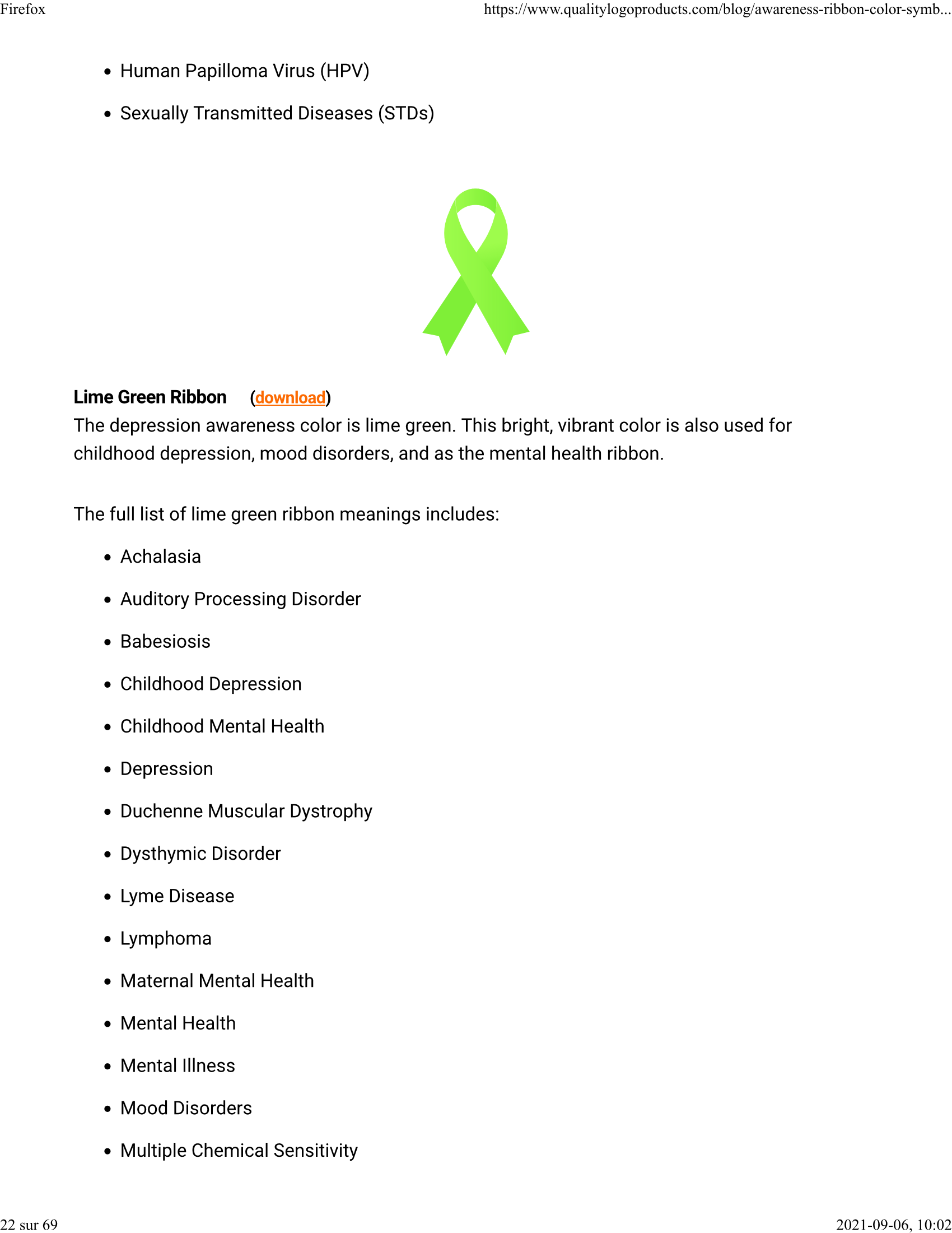 Depression Ribbon Color