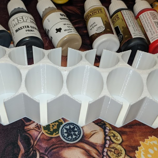 Download free STL file Hexagonal Paint Bottle Holder • 3D printing ...