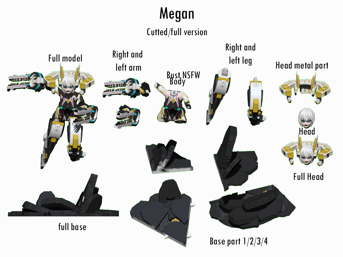 3D file Megan Mecha Girls Fan art・3D printer model to download・Cults