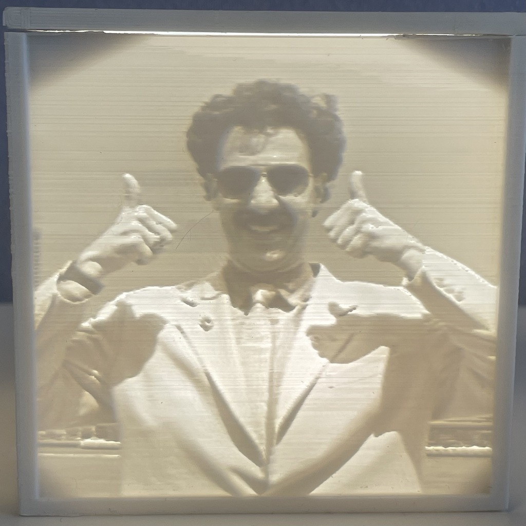 Free 3D file Borat Lithophane 🧲・Object to download and to 3D print・Cults