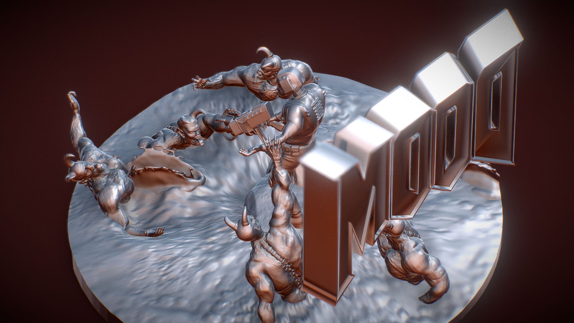 3D file Doom Classic Cover Diorama Printable 🫡・3D printable model to ...