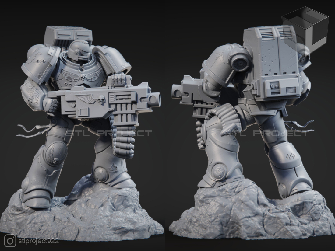 3D file Astartes with Heavy Bolter 🗿・3D printing template to download・Cults