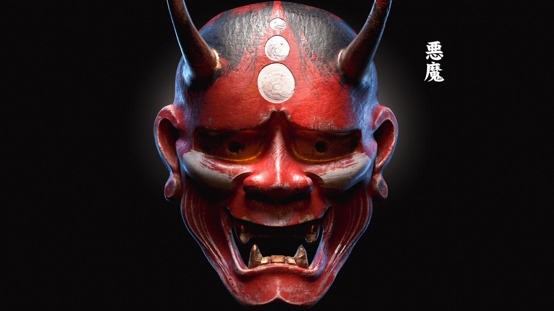 Free OBJ file Japanese Mask 3D 🎨・Template to download and 3D print・Cults