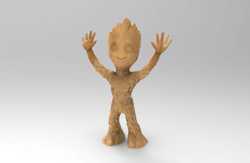 Free OBJ file baby groot stand 2 arms up 👶・Design to download and 3D ...