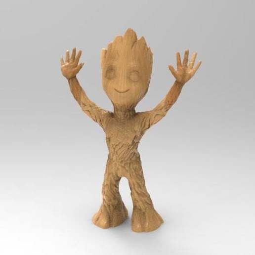 Download free OBJ file baby groot stand 2 arms up • 3D printer model ...