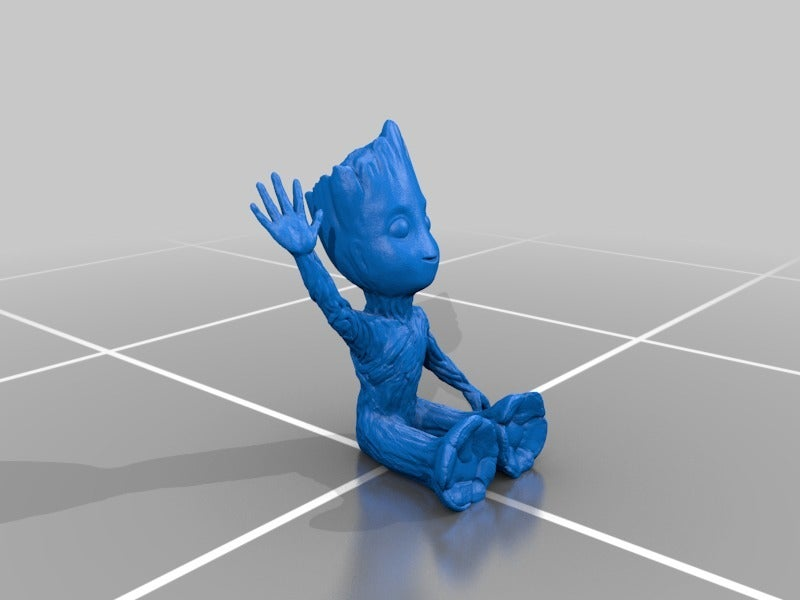 Free STL file baby groot sitting waving・3D print object to download・Cults