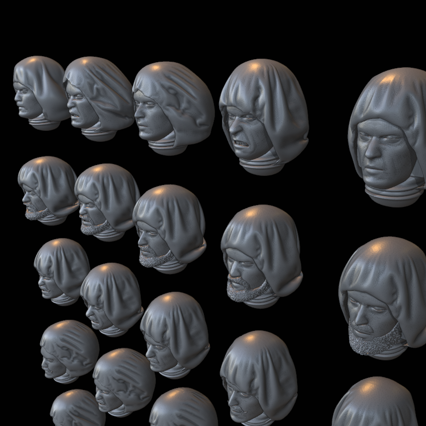 STL file Hooded Space Knights Helmetless Heads・3D printable model to ...
