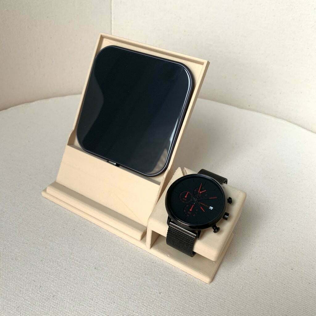 Free STL file Phone and watch stand - IPhone/Apple Watch・3D printable ...