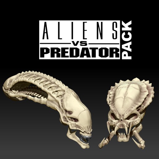 Download STL files ALIEN VS PREDATOR SKULL PACK ・ Cults