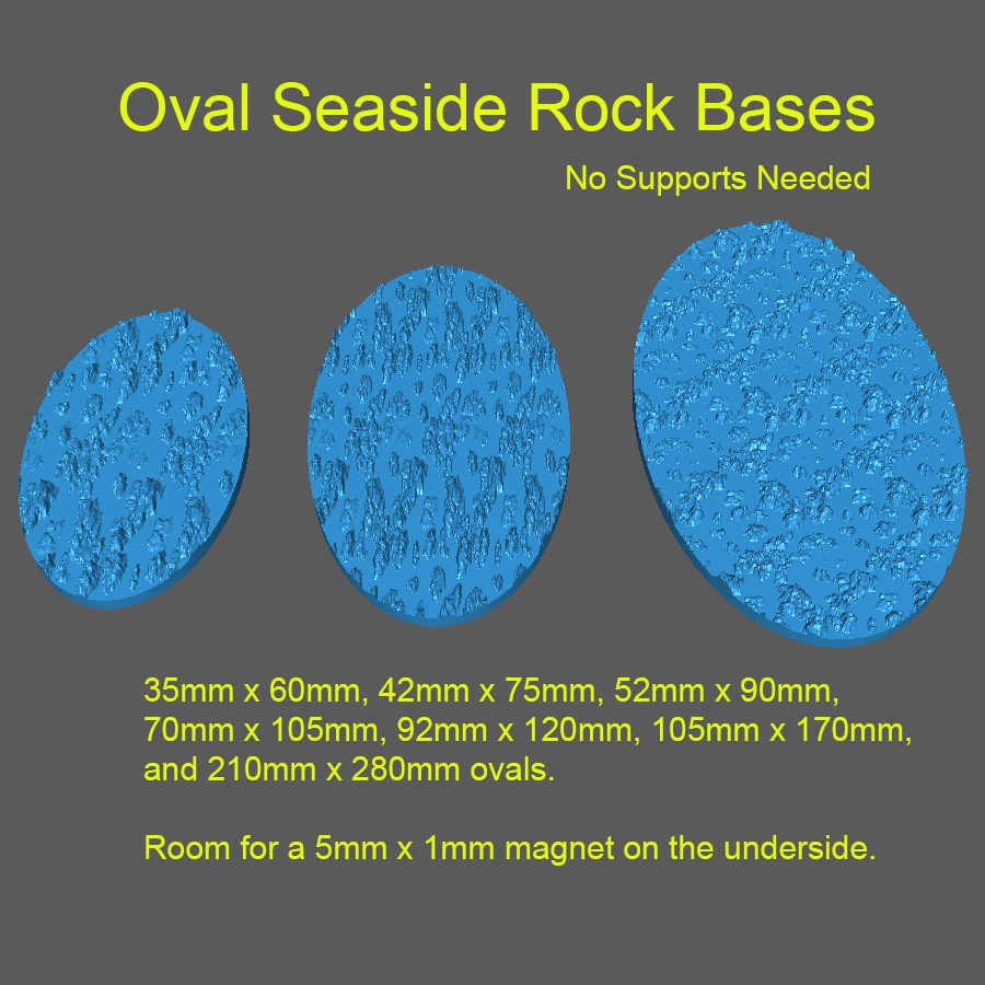 STL file Round / Oval Miniature Bases - Seaside Rocks 🪨・3D printable ...