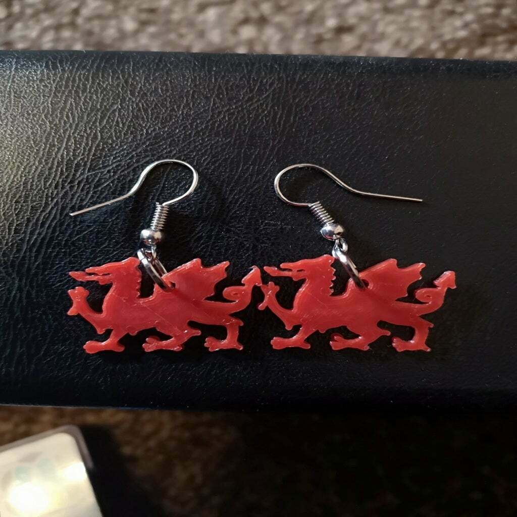 Free STL file Welsh Dragon Earrings・3D printing idea to download・Cults