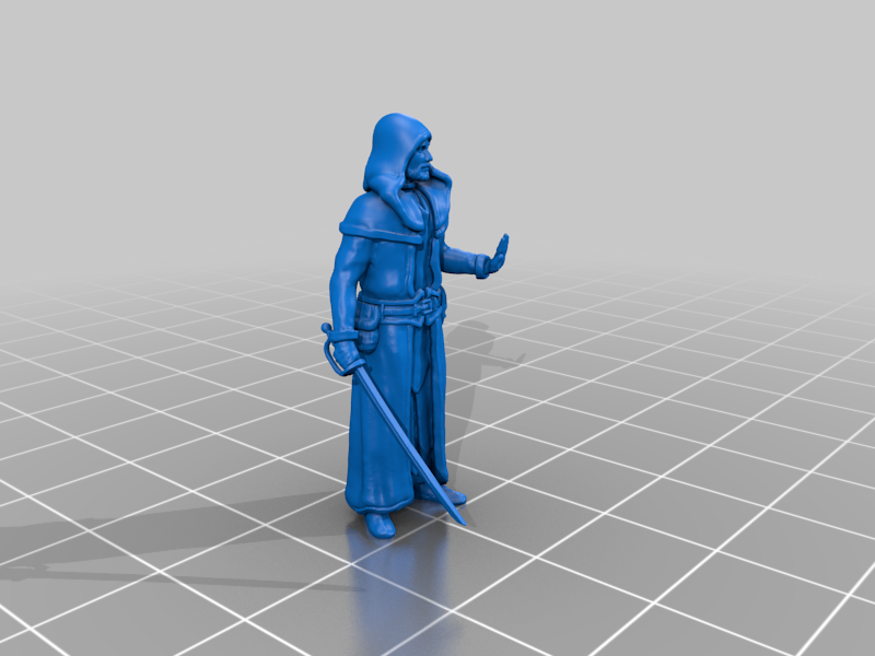 Free STL file Human in a hooded robe with broadsword・3D printer model ...