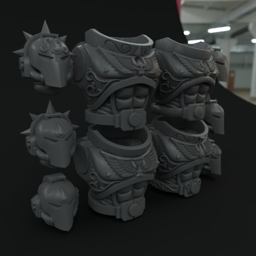 Download STL file Sanguine Angel Torso and Heads • 3D printable design ...