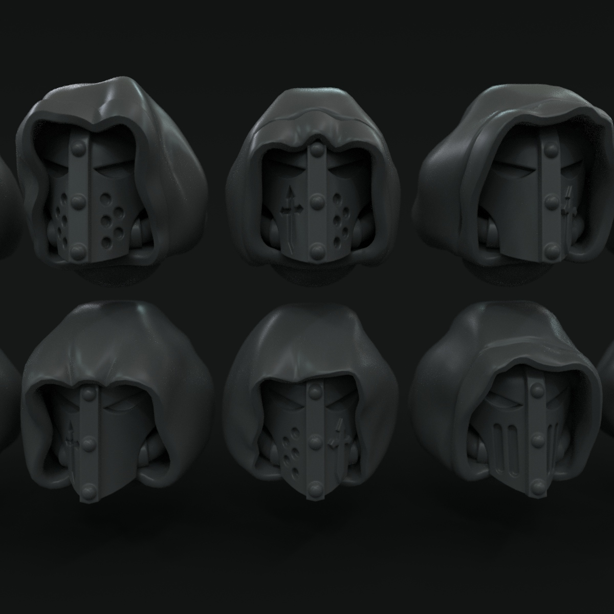 STL file Gloomy Angels hooded helmet variety pack 🪖・Template to ...