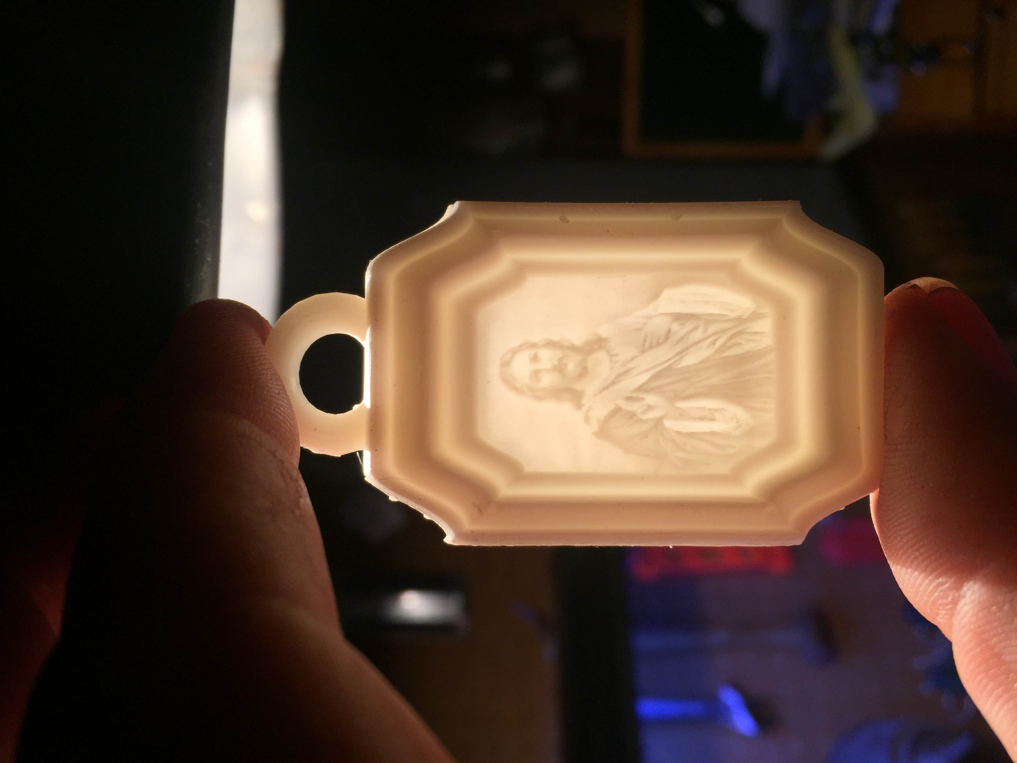 STL file 2 sided religious lithophane keychain ornament, Jesus and Mary ...