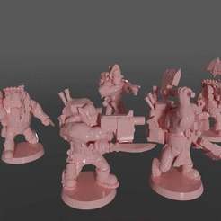 Download free STL file Ork soldiers with melee weapons and pistols set ...