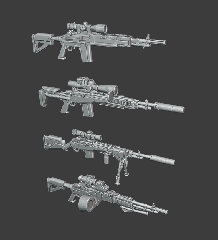3D file Rifle M14 4-Pack・3D print model to download・Cults