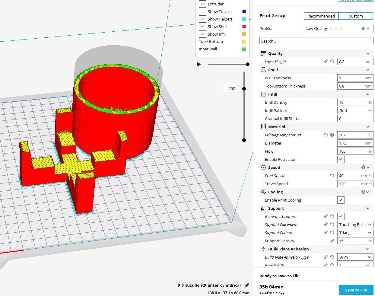 Free STL file cylindrical succulent planter &flower pot・Template to ...
