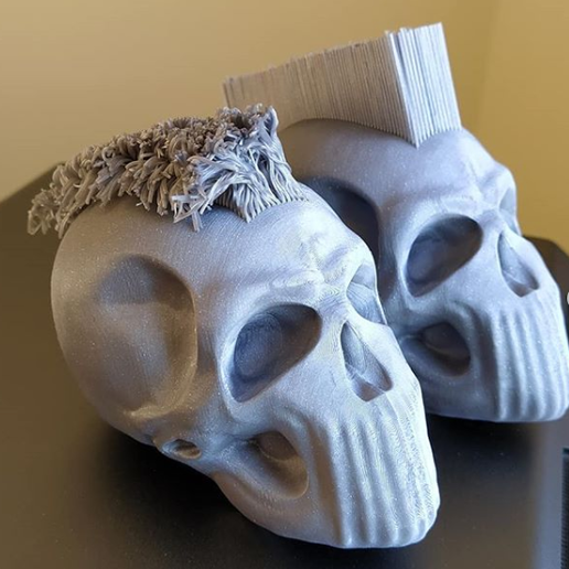 Download 3D printing templates Skull with hairstyle ・ Cults